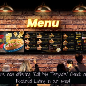 TV Menu Board Static Template Digital Menu Board Template Food Menu ...