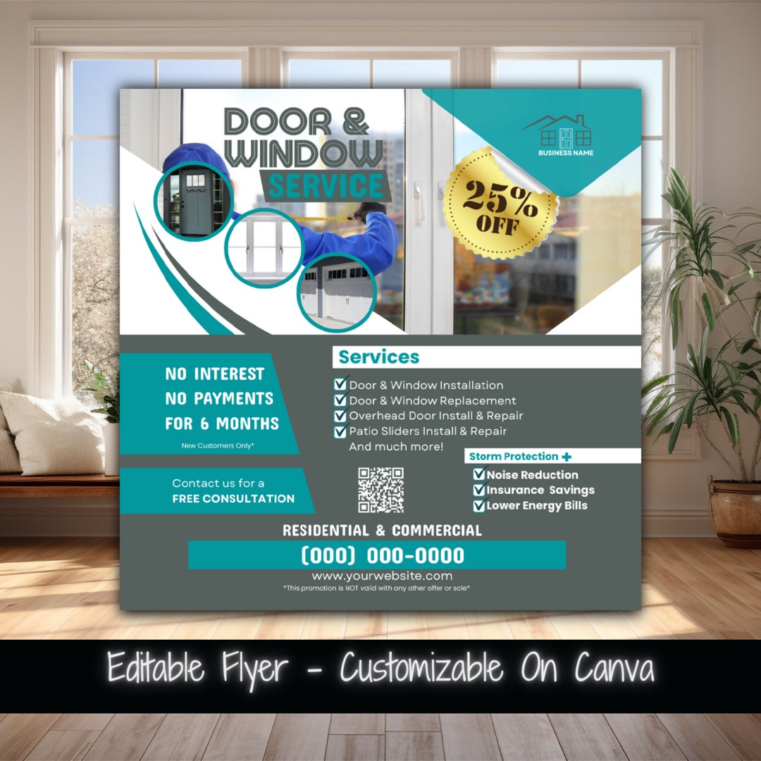 Door & Window Service Flyer Social Media Template Door Repair Flyer ...