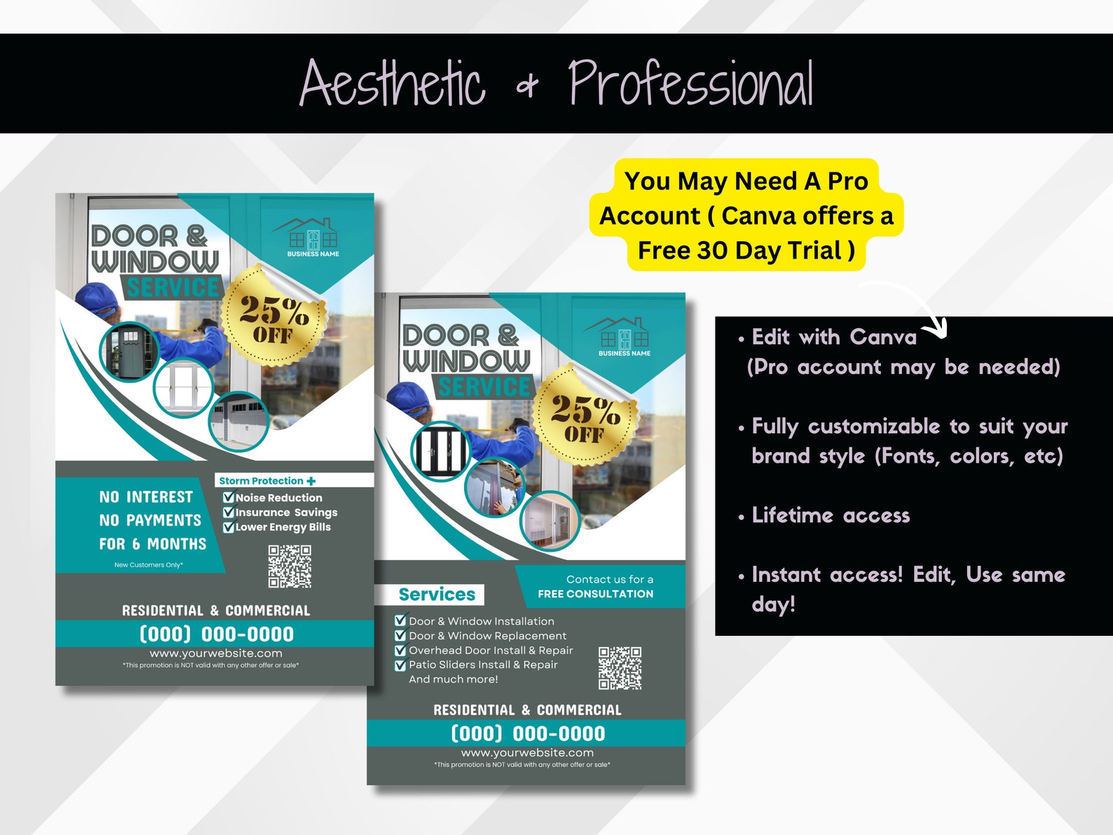 Printable Door & Window Service Flyer Template Door Repair Flyer Window ...