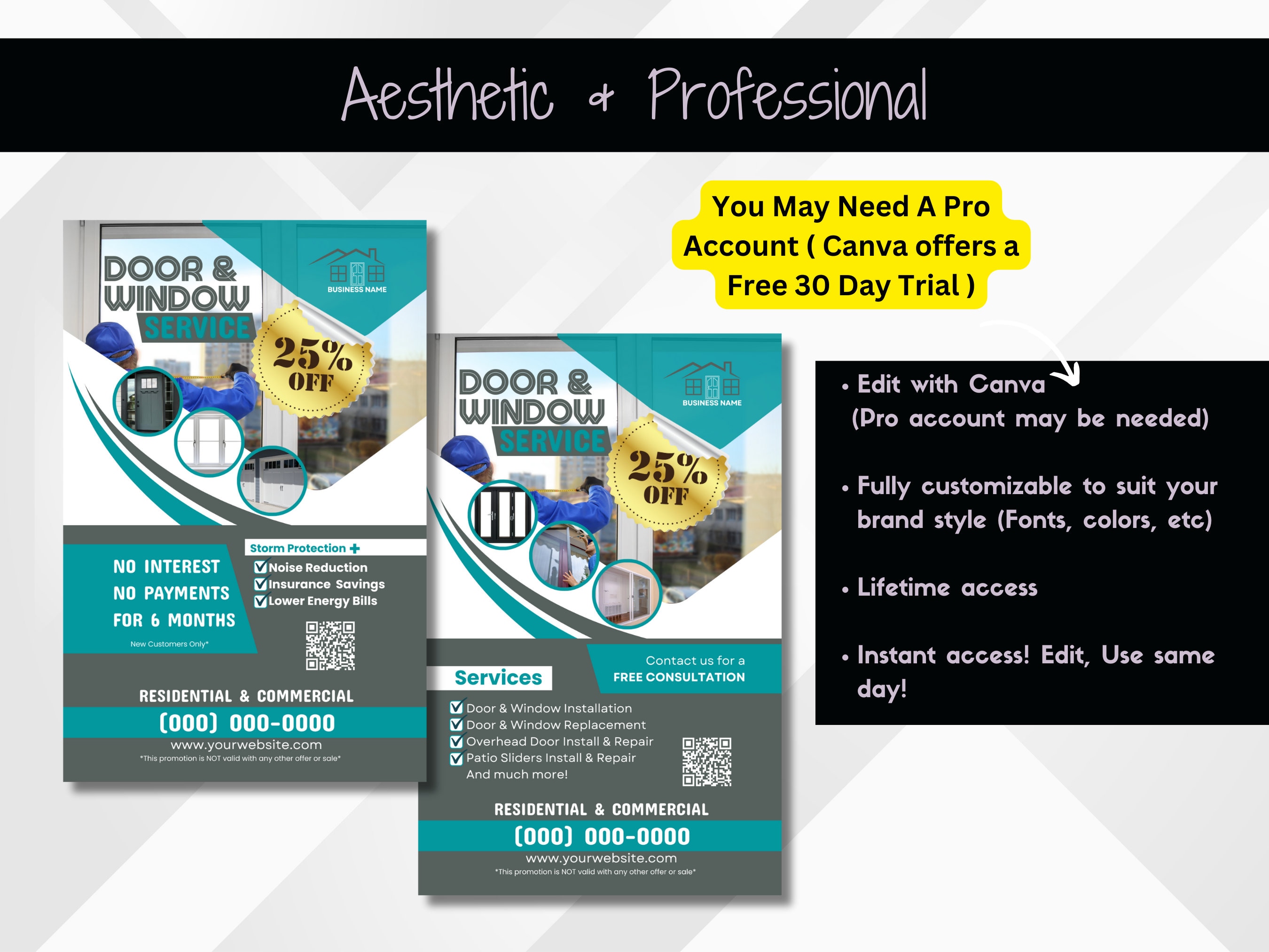 Printable Door & Window Service Flyer Template Door Repair Flyer Window ...