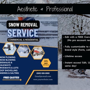 Snow Removal Services Flyer Template, Editable Business Flyer (digital ...