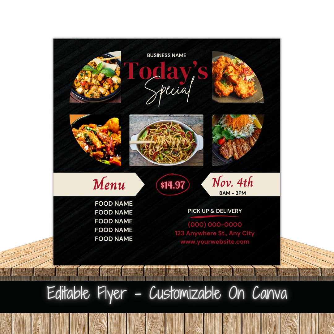 Today's Special Menu Marketing Flyer Template for Social Media Daily ...