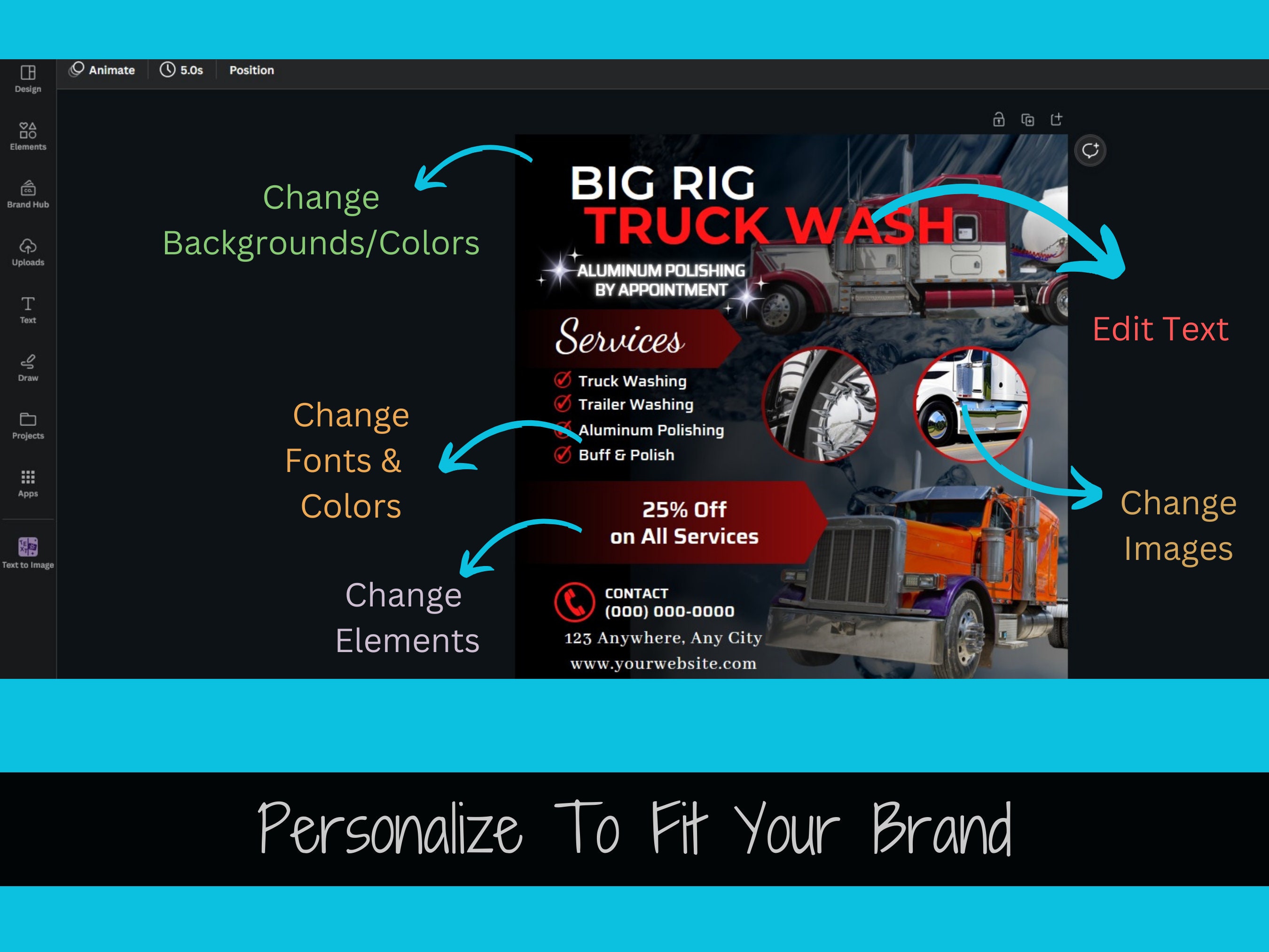 Truck Wash Flyer Template Big Rig Truck Wash Auto Detailing & Washing ...