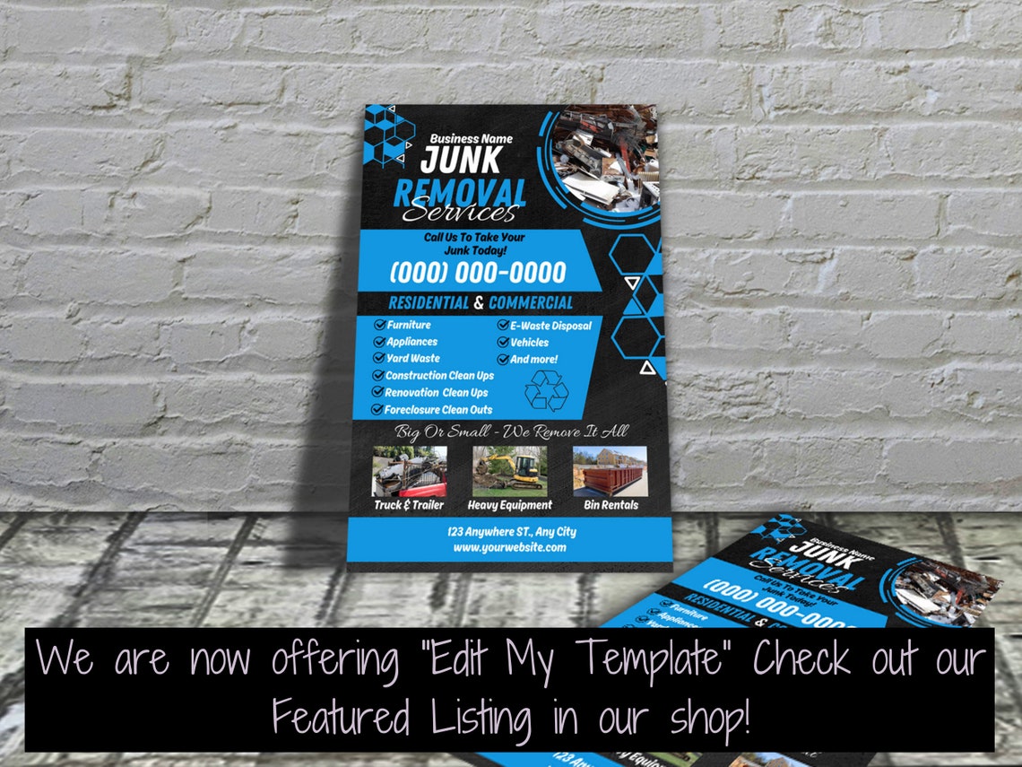 Junk Removal Service Printable Flyer Template Junk Hauling Business Flyer Junk and Scrap Metal ...