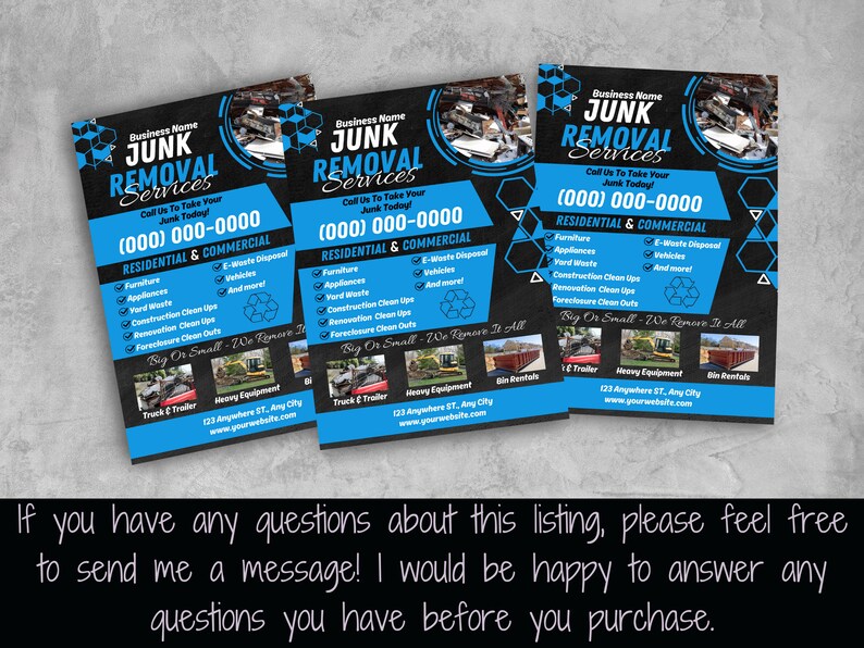 Junk Removal Service Flyer Templates Printable Flyer Social Media Flyer ...