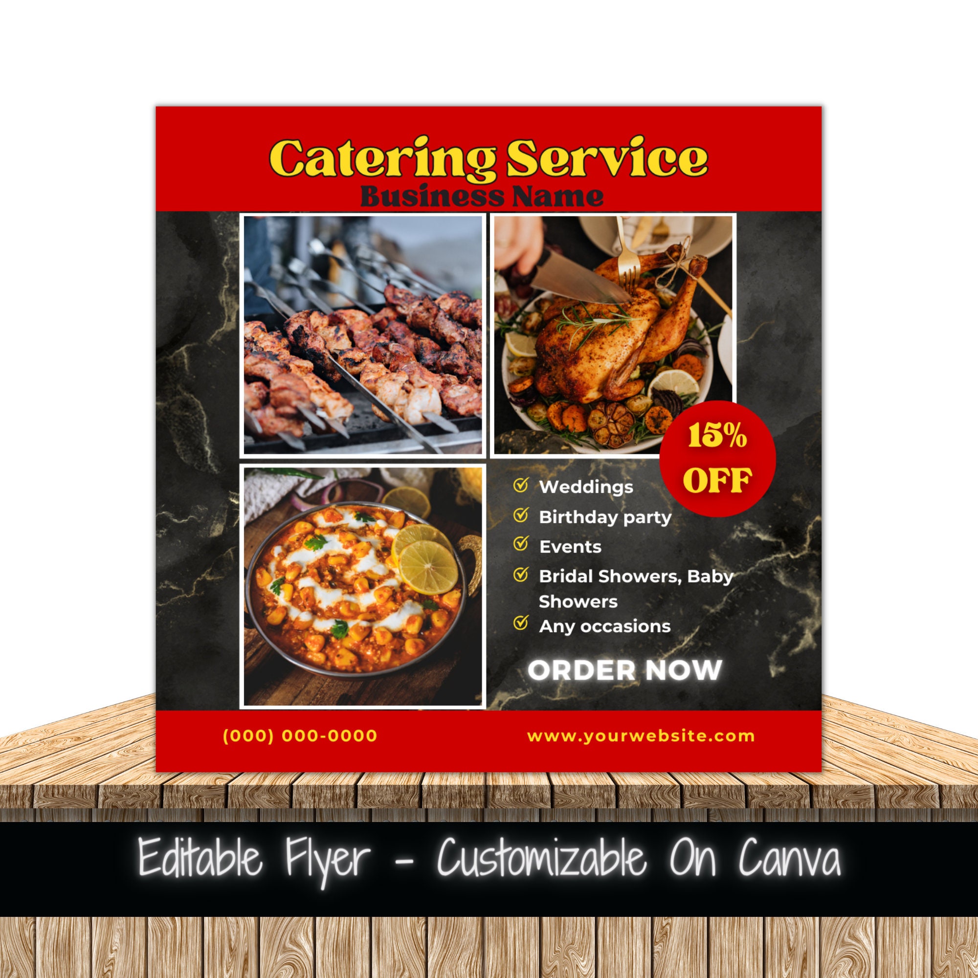 Editable Catering Services Flyer Template for Social Media Cater ...