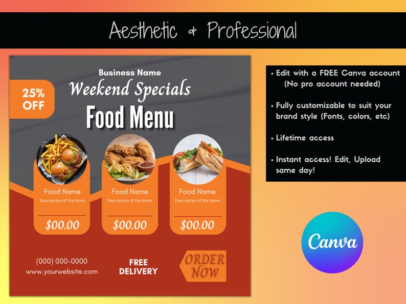 Weekend Specials Food Menu Flyer Template Event Food Flyer - Etsy