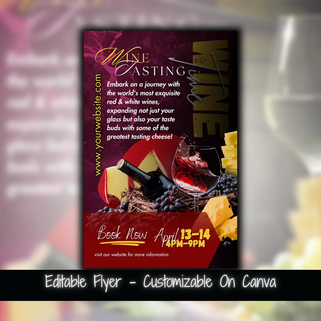 Wine Tasting Event Flyer Template, Winery Invite (printable Canva ...