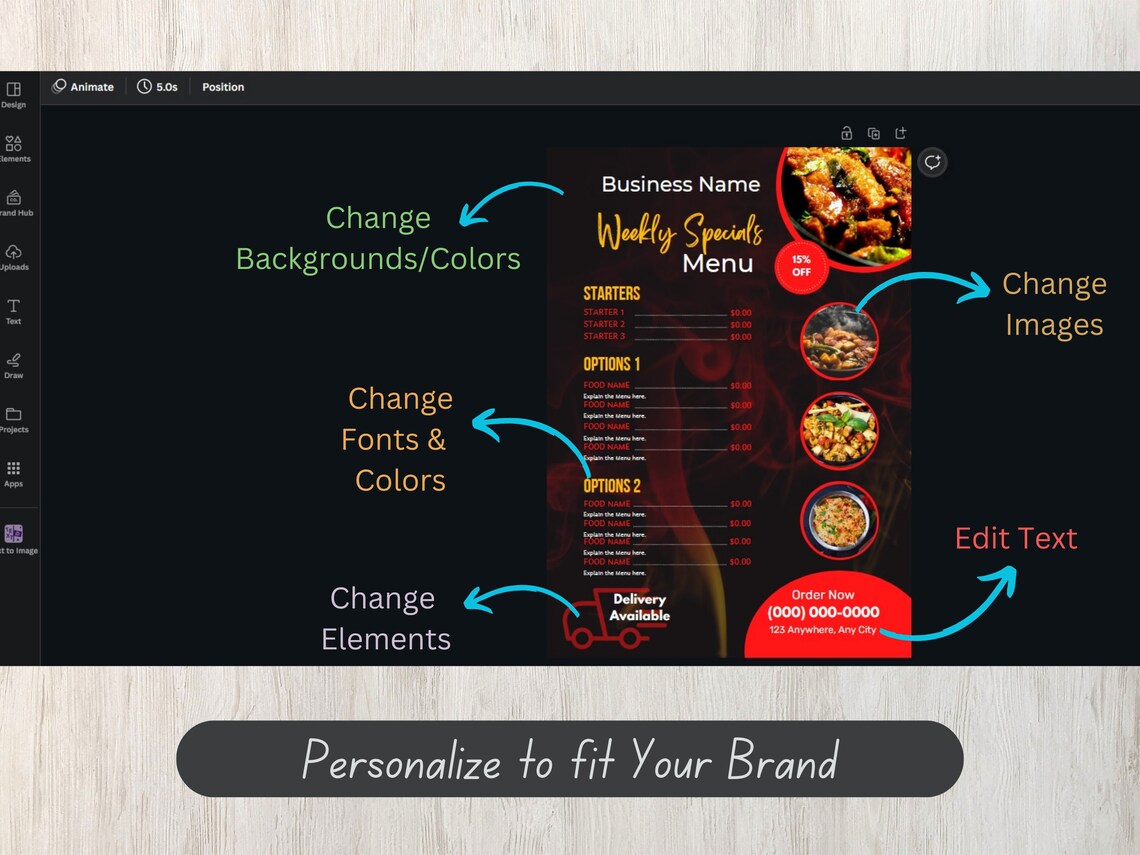 Editable Food Menu Flyer Bundle Printable Menu and Social Media ...