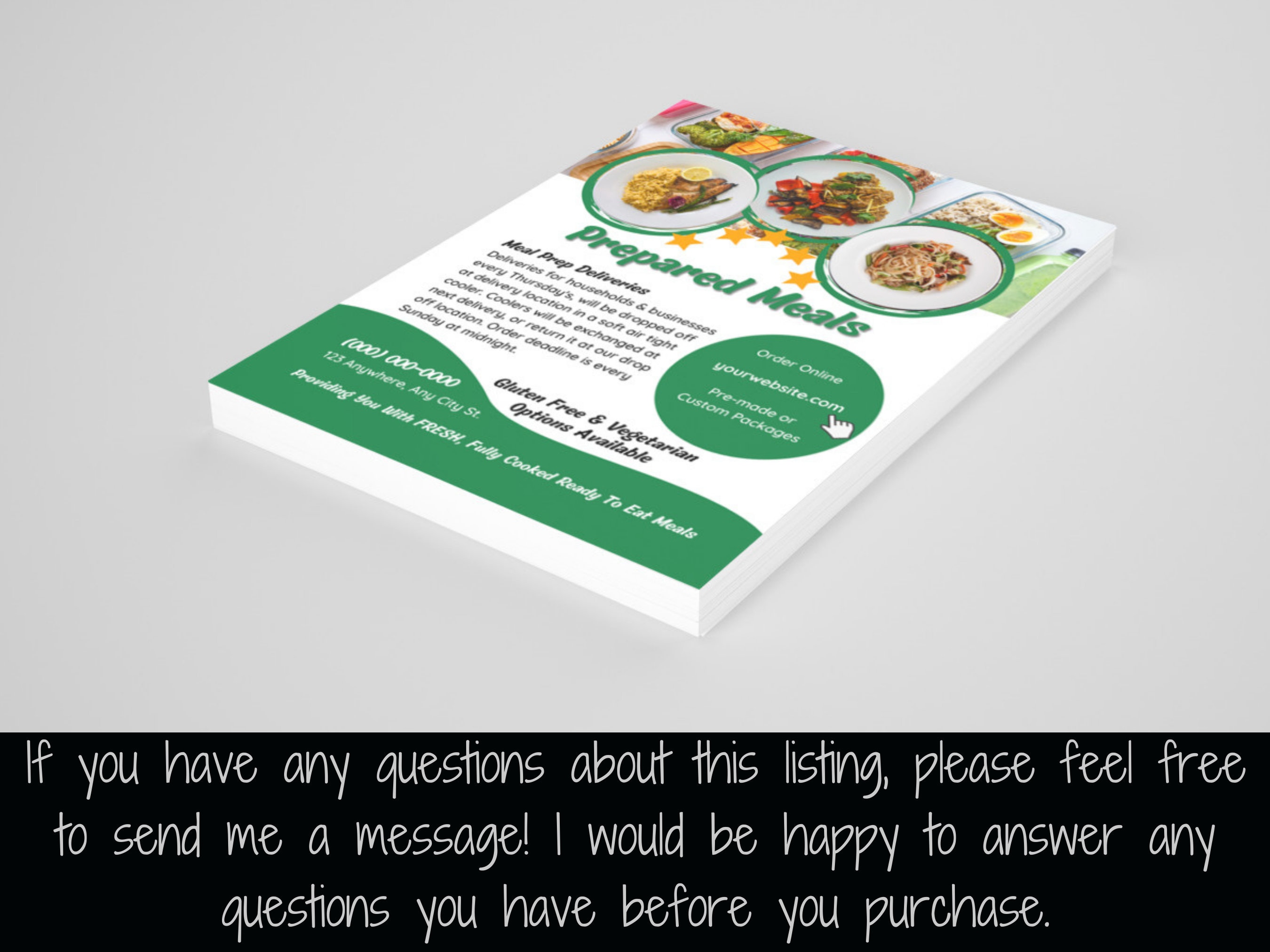 Printable Meal Packages Flyer Prepared Meals Delivery Service Flyer ...