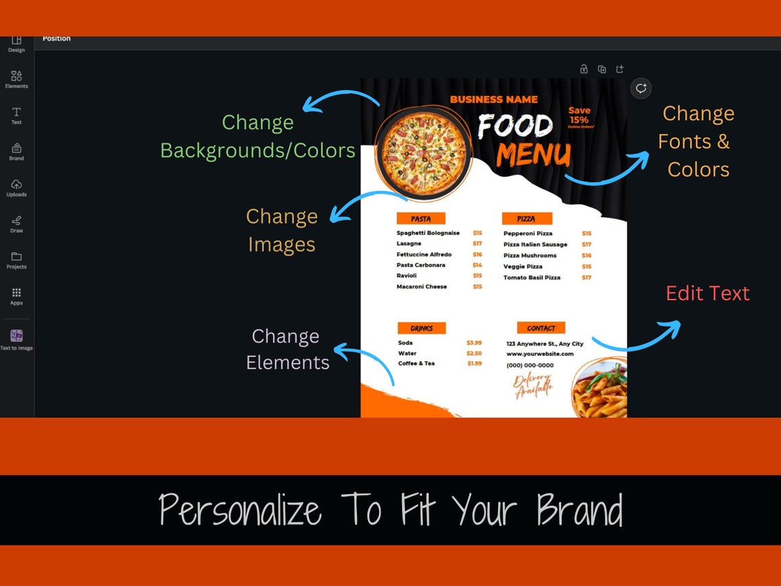 Printable Food Menu Flyer Template Editable Food Menu Template - Etsy ...