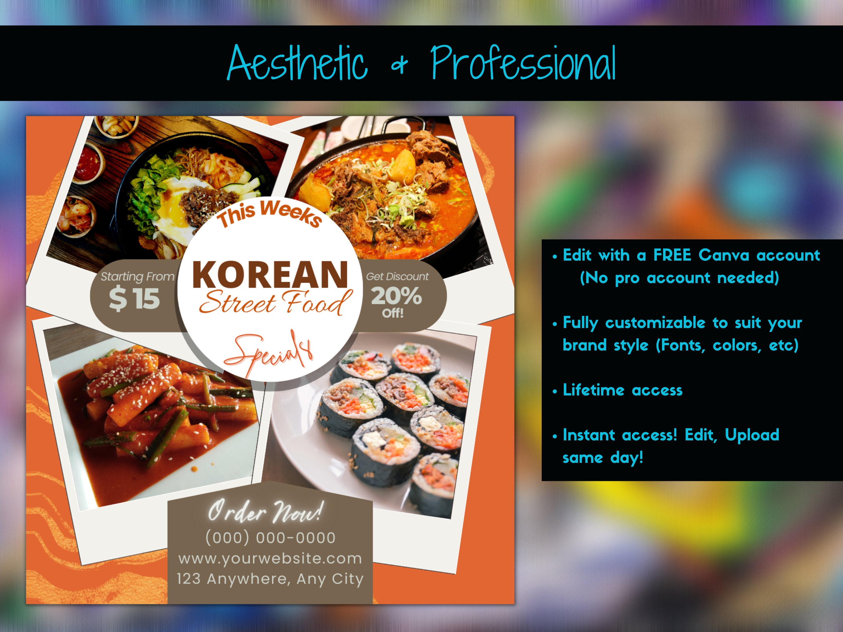Korean Style Food Flyer Weekly Menu Template Food Truck Flyer ...