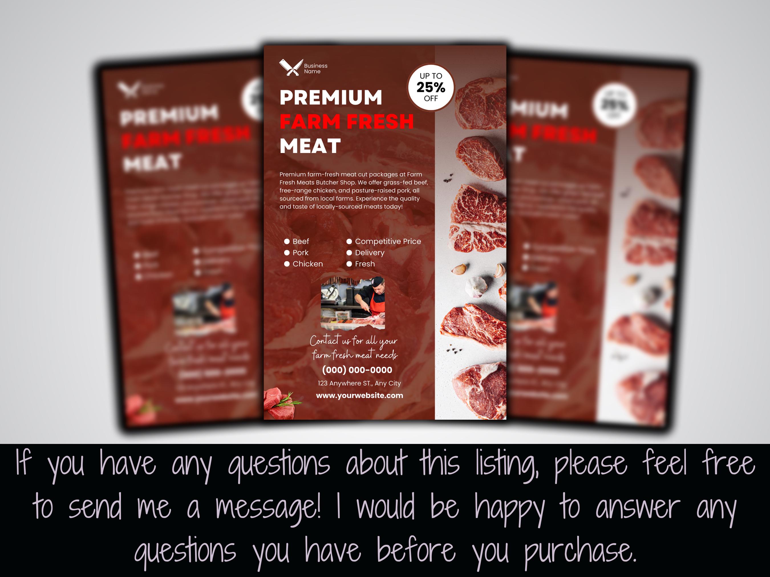 Butcher Shop Flyer Template | Farm Fresh Meats Business Marketing ...