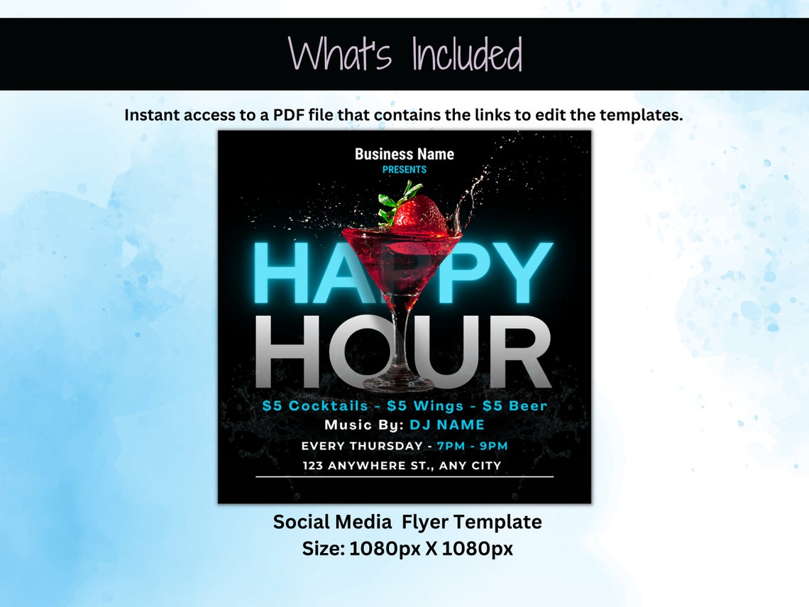 Happy Hour Flyer Template, Bar Specials (canva Editable) - Etsy