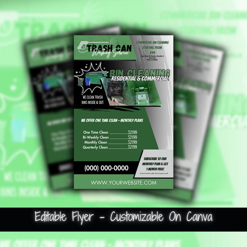 Trash Can Washing Service Printable Flyer Template Bin Cleaning ...