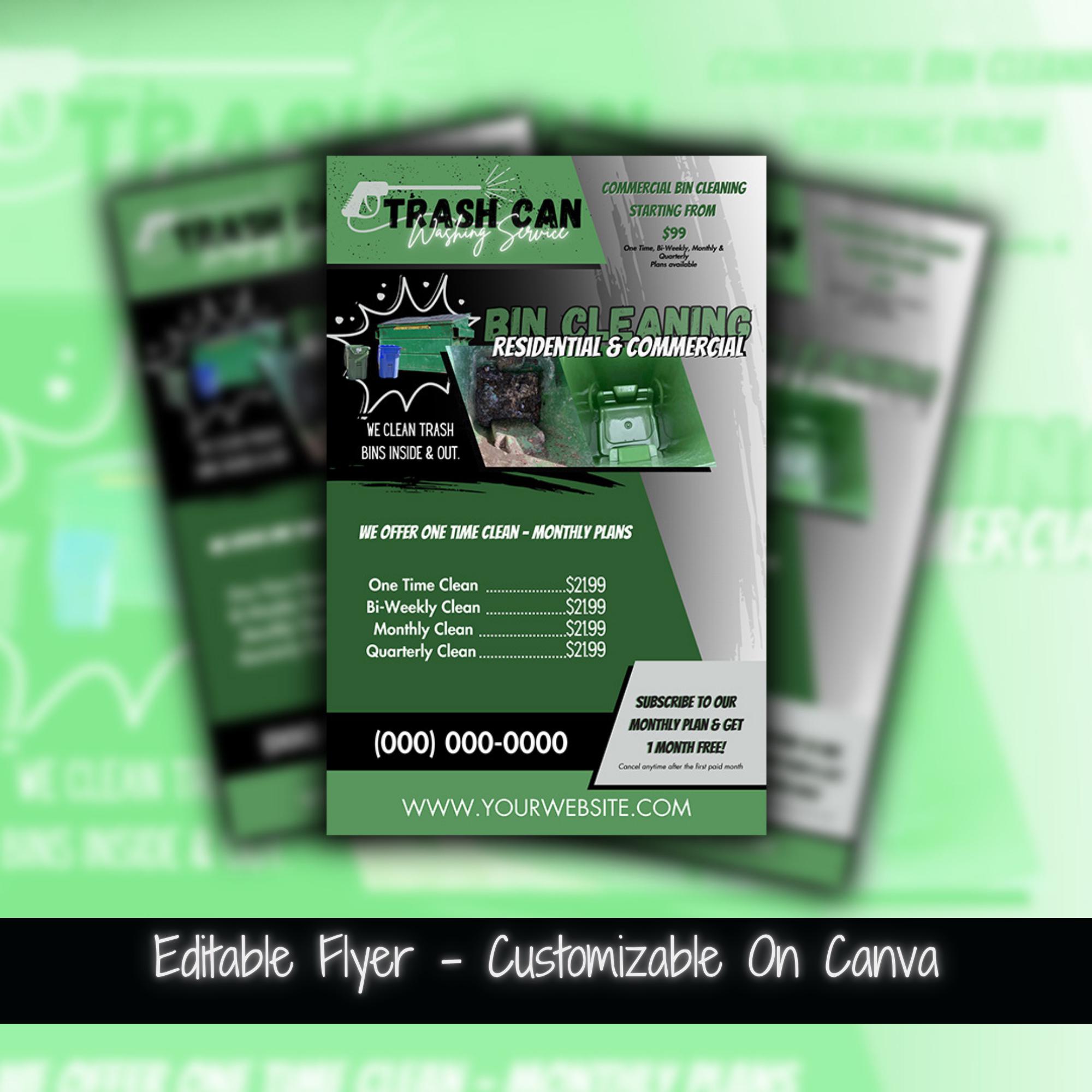 Trash Can Washing Service Printable Flyer Template Bin Cleaning ...