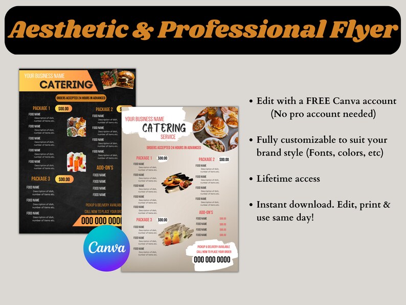 Catering Menu Template Editable Menu for Catering Printable - Etsy