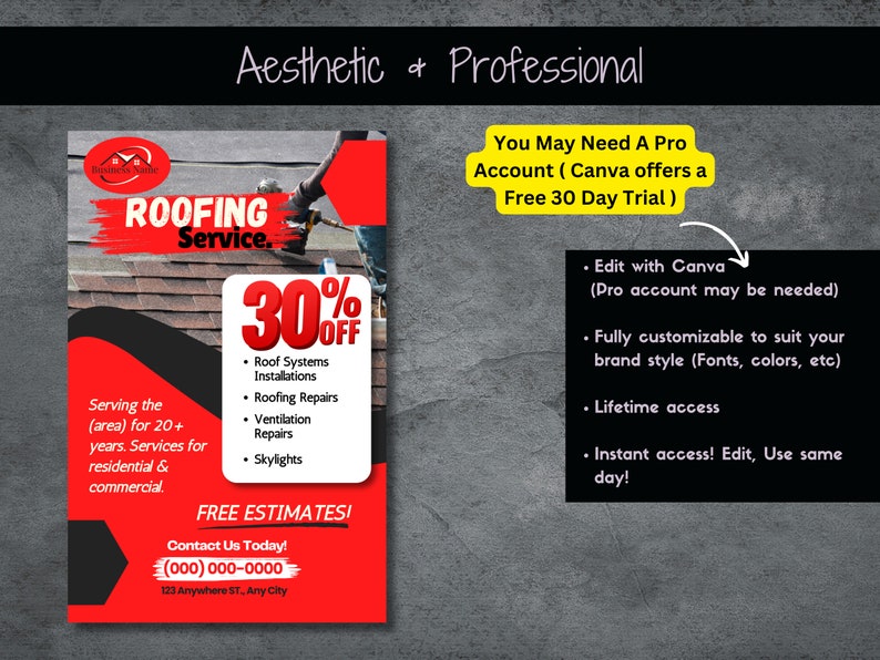 Printable Roofing Services Flyer Template Editable Service Flyer Roof ...