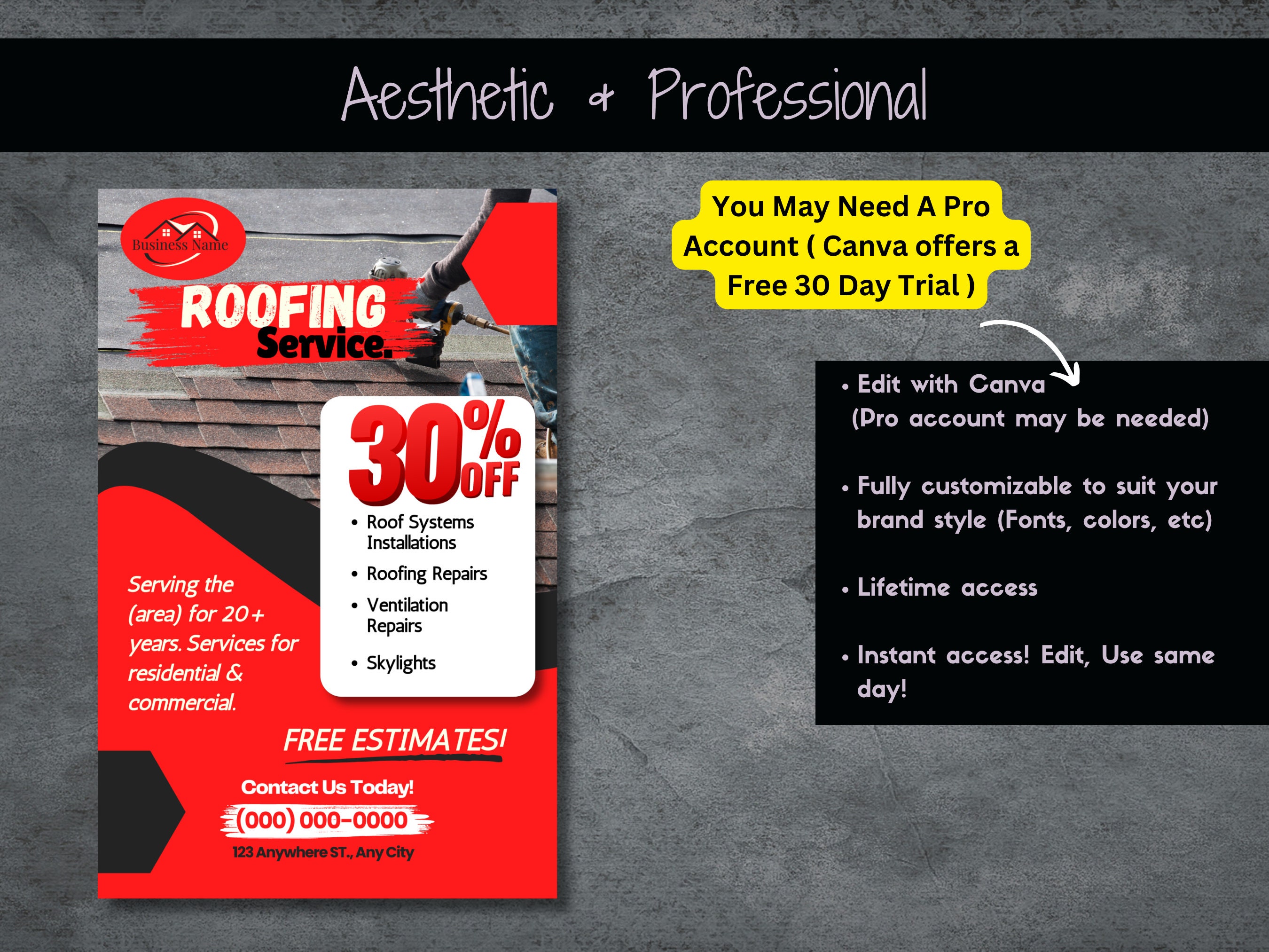 Printable Roofing Services Flyer Template Editable Service Flyer Roof ...