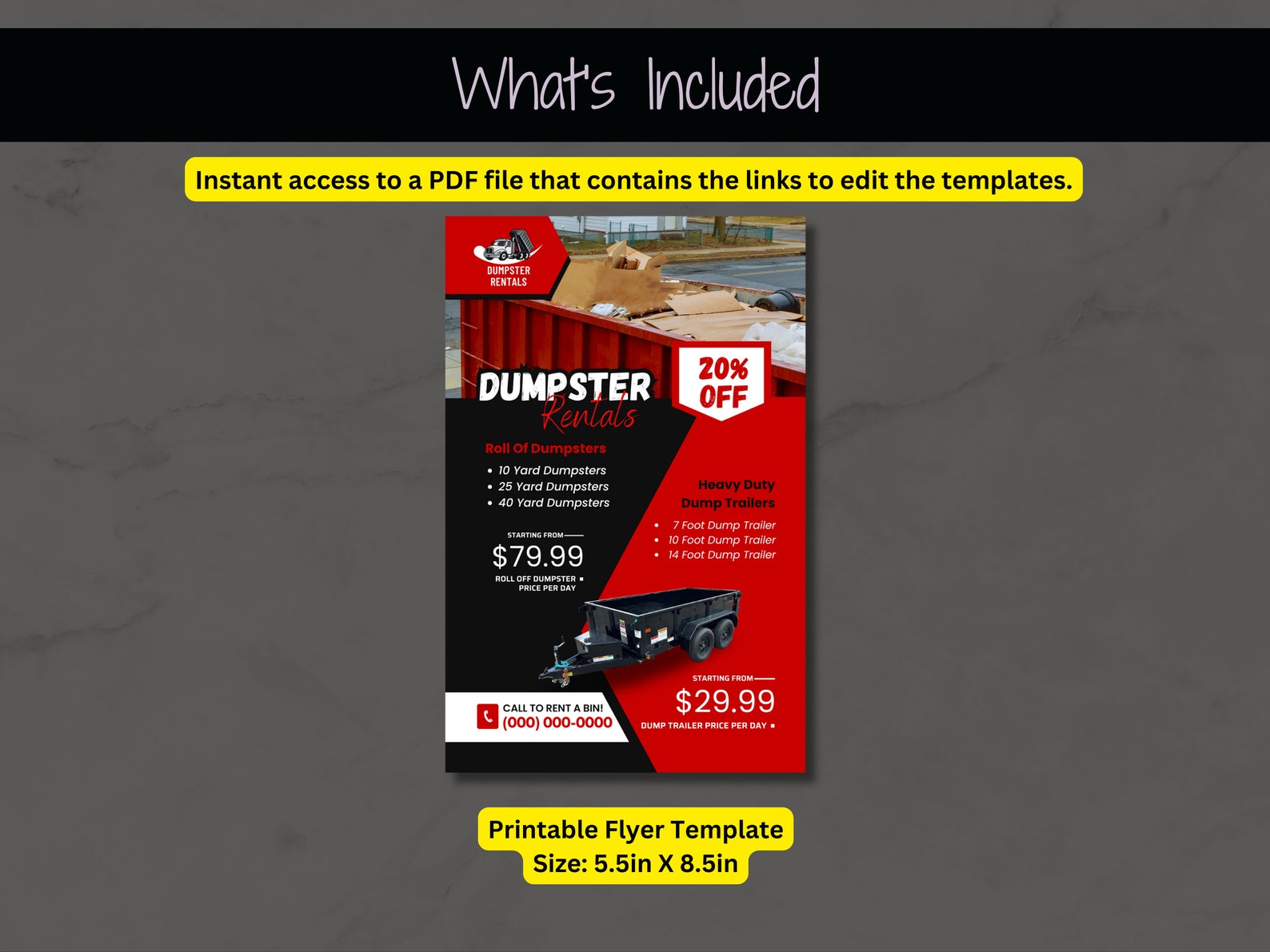 Dumpster Rentals Flyer Template, Customizable on Canva (printable) - Etsy