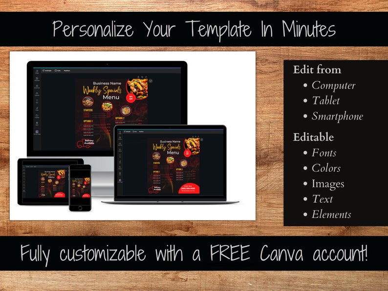 Weekly Specials Menu Flyer Template Editable Restaurant Food Menu ...