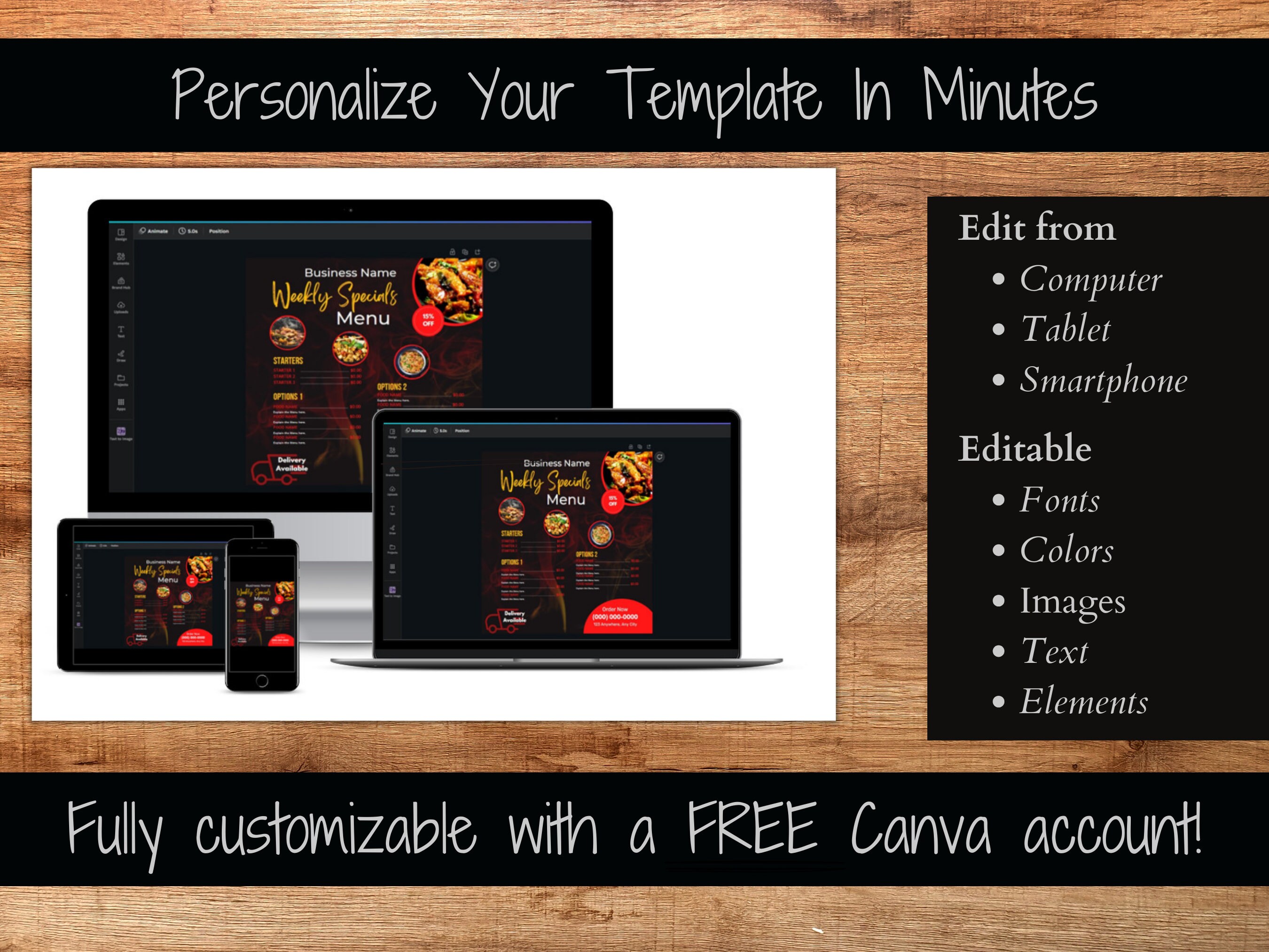 Weekly Specials Menu Flyer Template Editable Restaurant Food Menu ...
