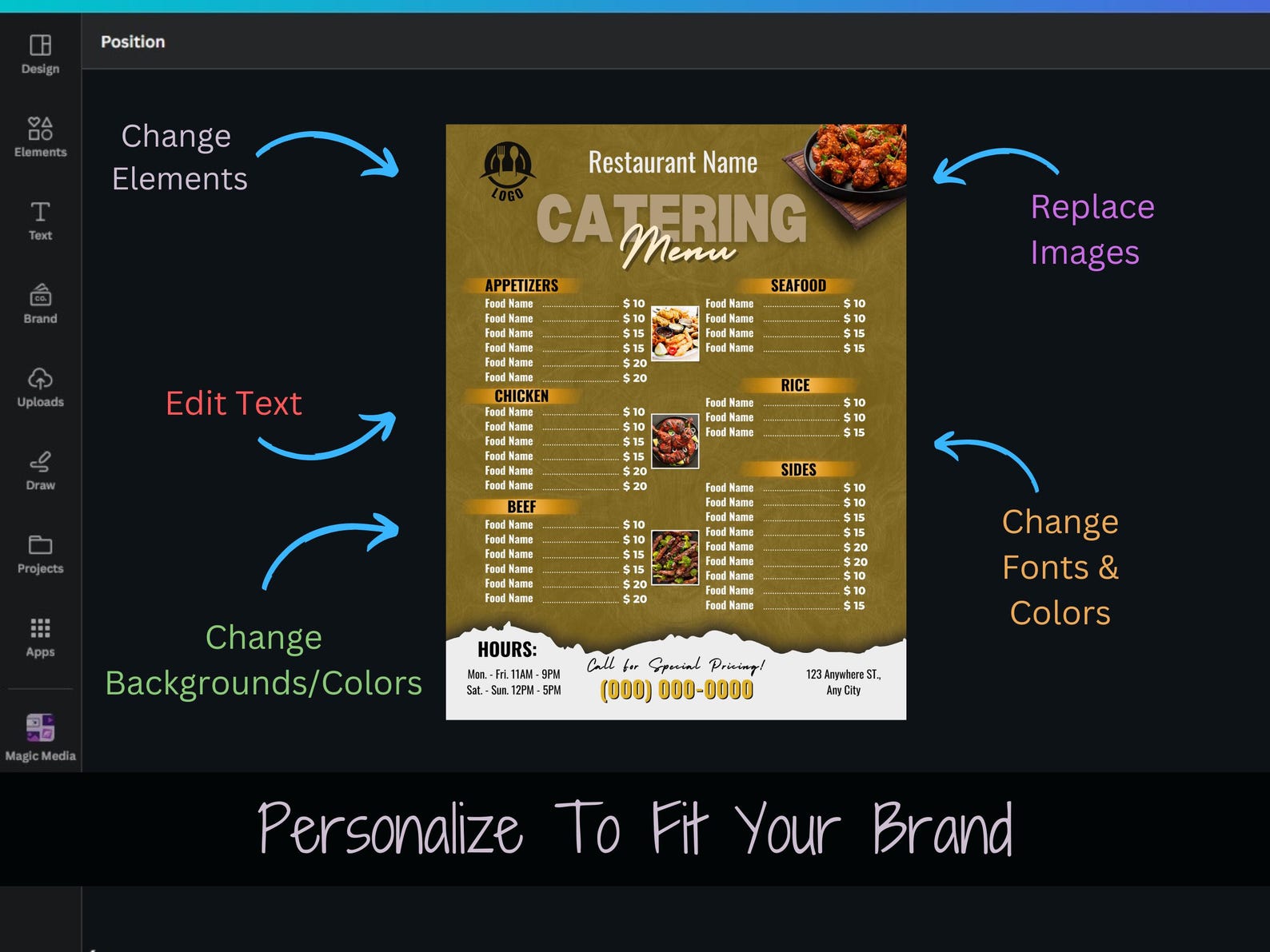 Printable Catering Menu Template Catering Event Flyer Restaurant ...