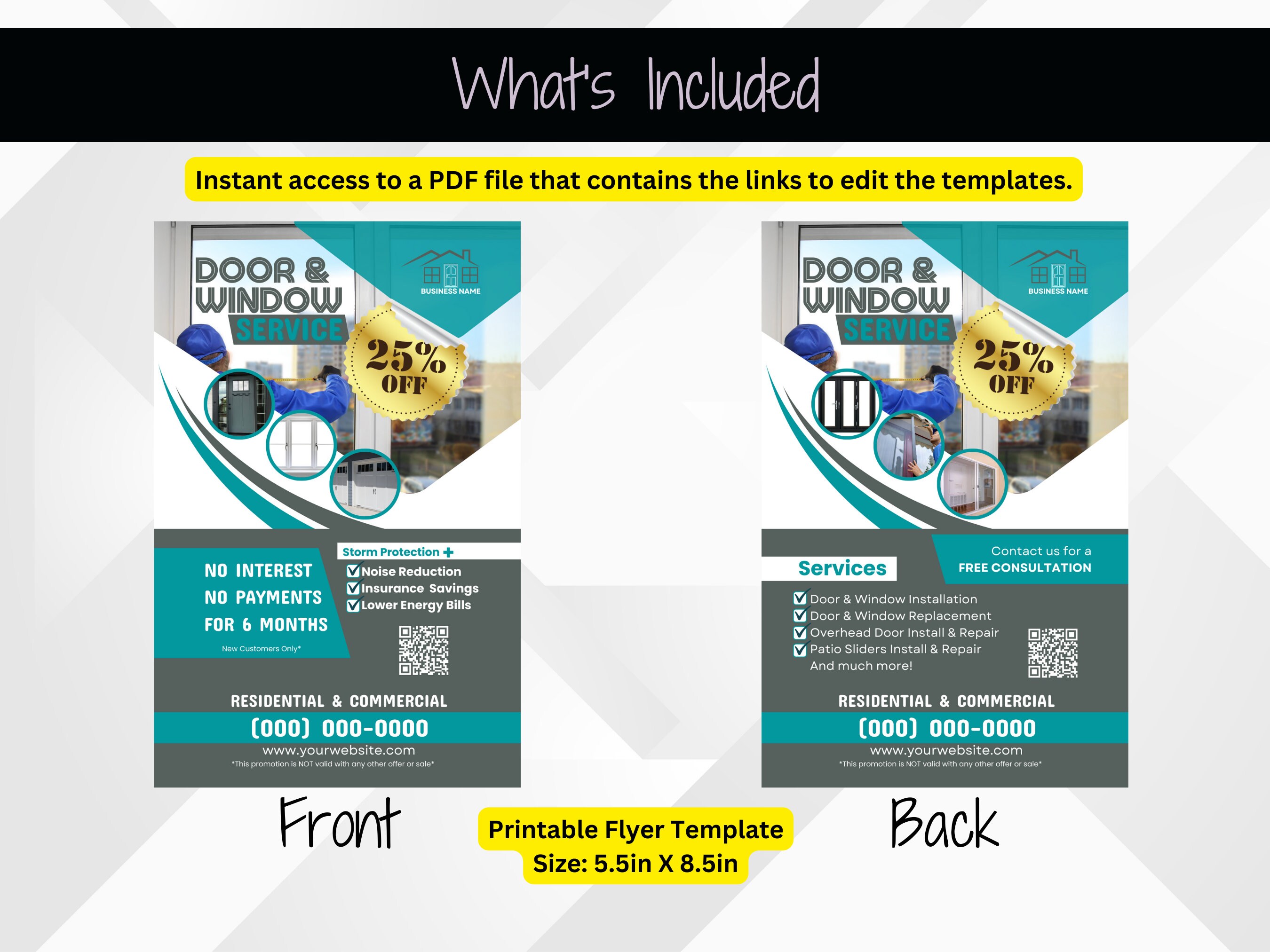 Printable Door & Window Service Flyer Template Door Repair Flyer Window ...