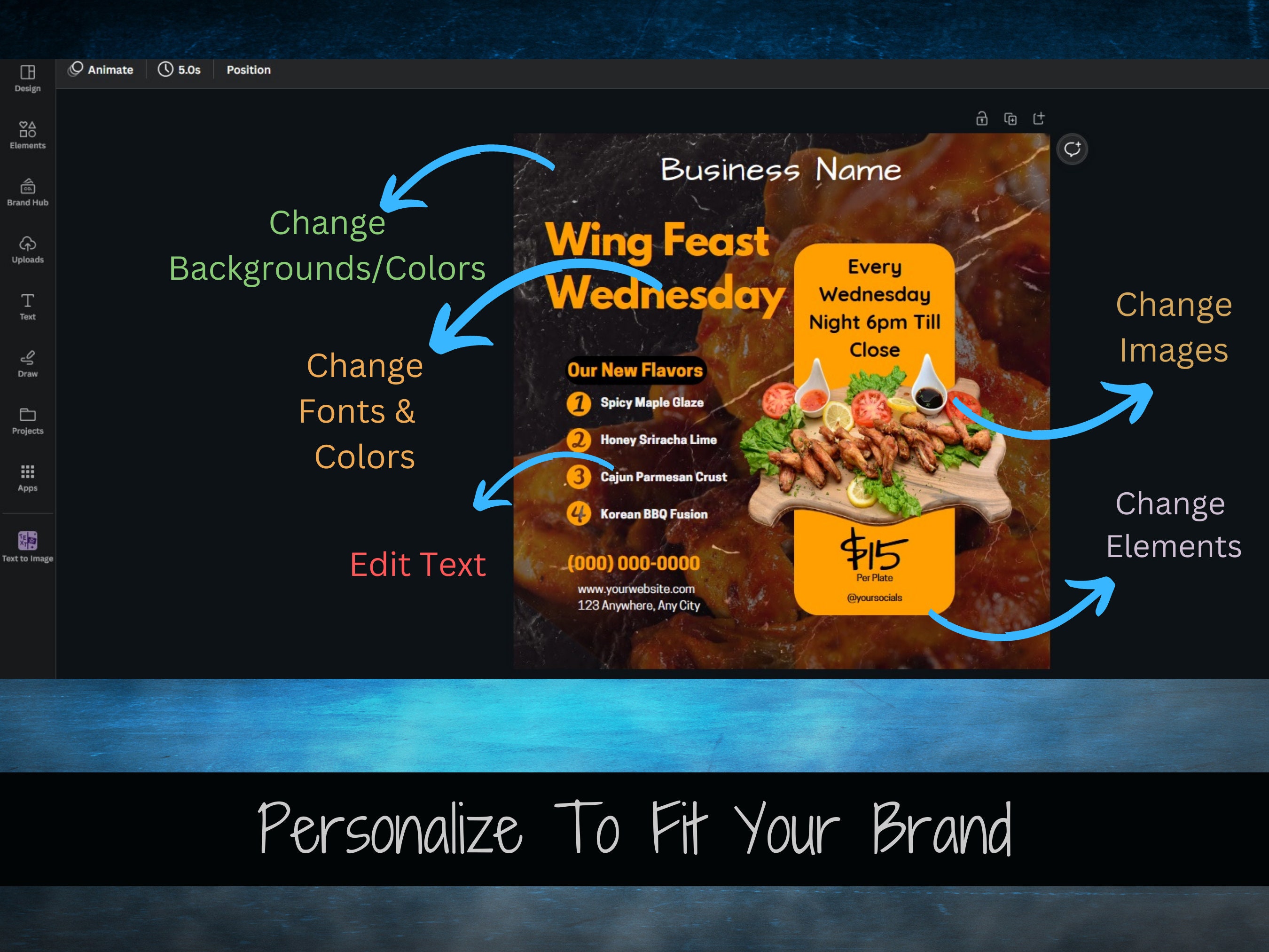 Editable Social Media Promo Flyer for Chicken Wing Specials - Etsy