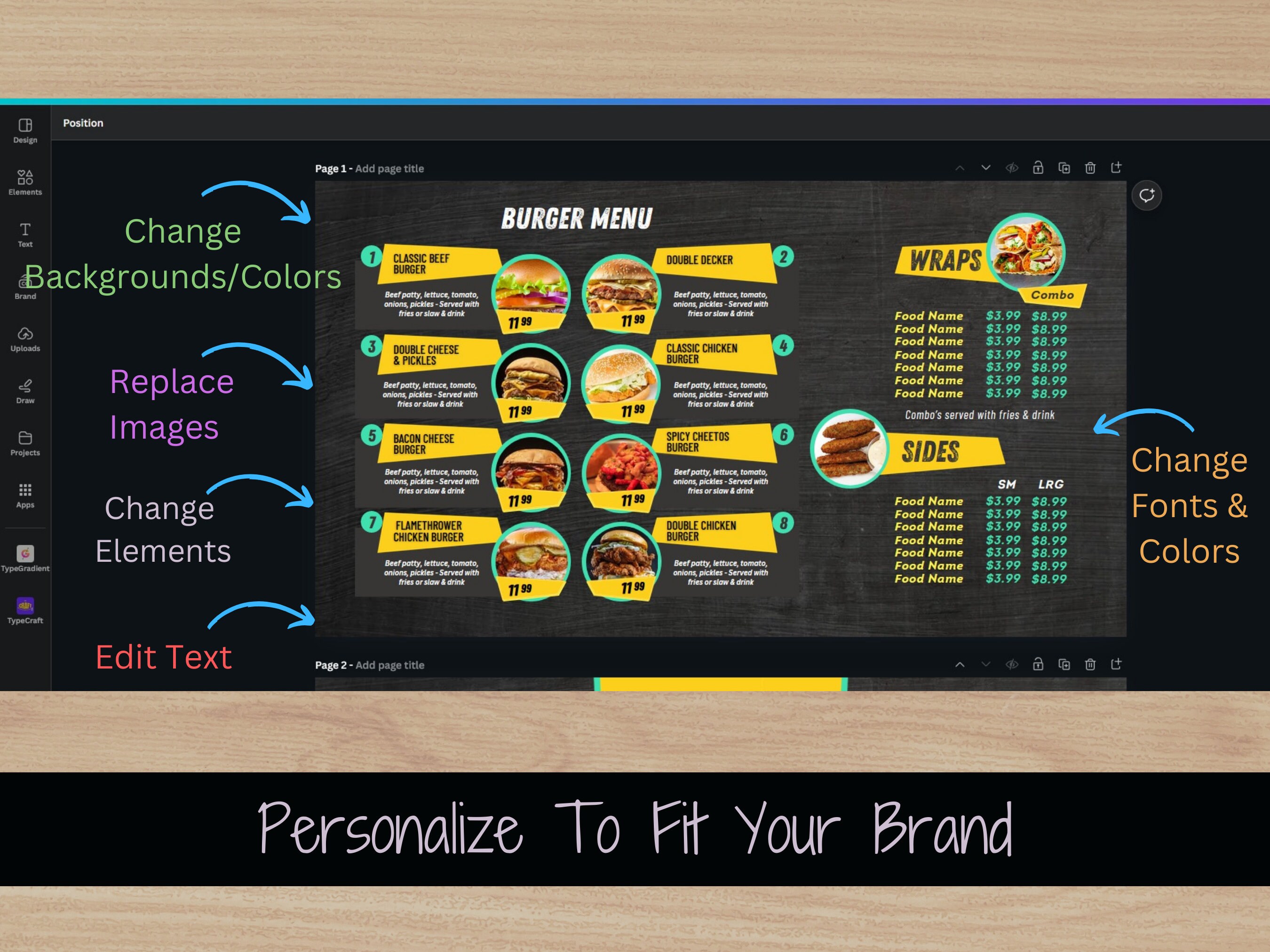 Digital Menu Display TV Menu Board Templates Static Menu Board Template ...