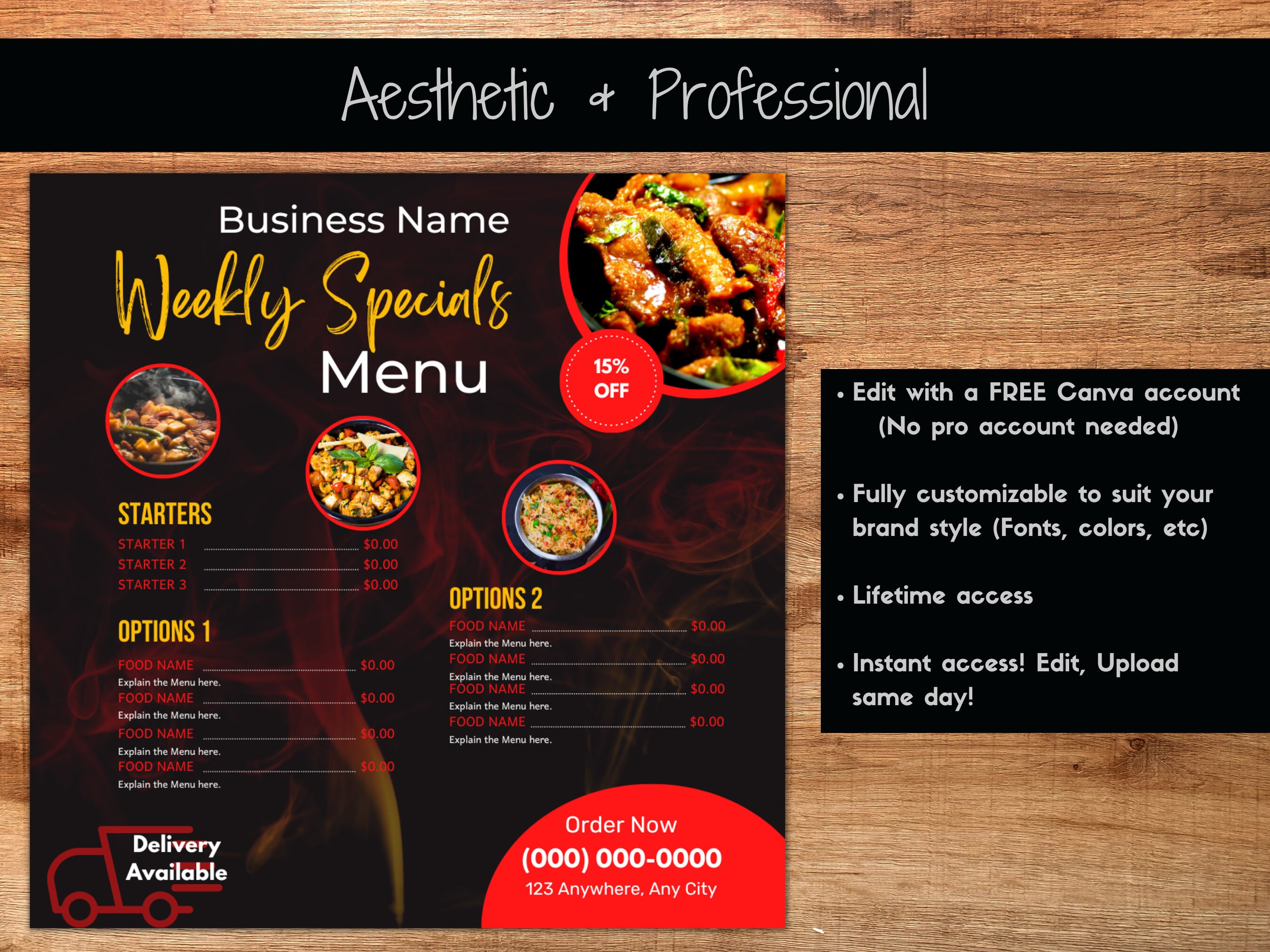 Weekly Specials Menu Flyer Template Editable Restaurant Food Menu ...