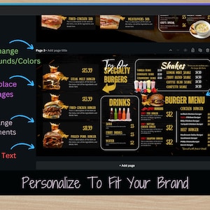 TV Menu Board Static Template Digital Menu Board Template Food Menu ...