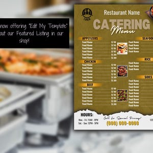 Printable Catering Menu Template, Restaurant Event Flyer (canva) - Etsy