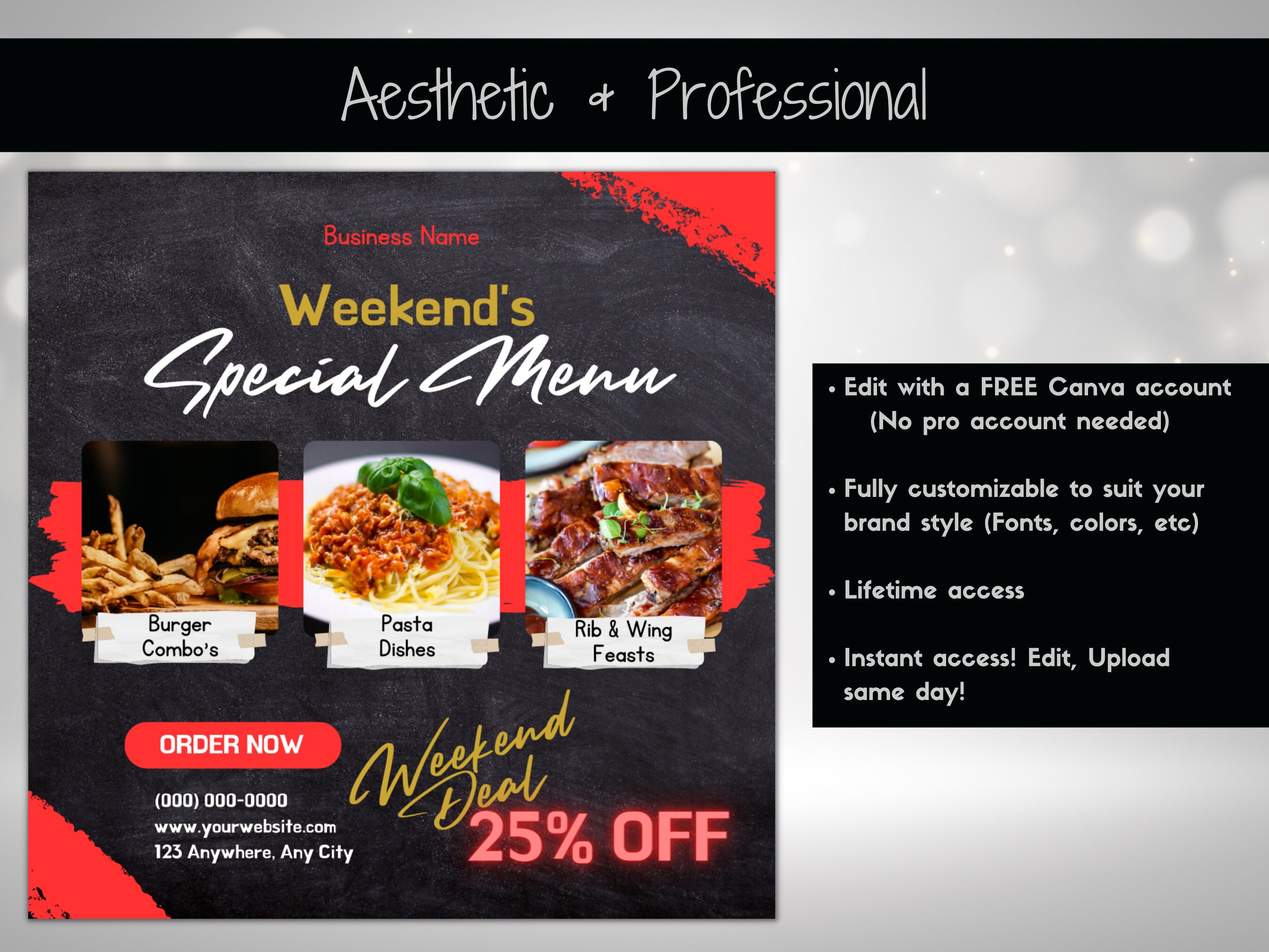 Weekend Specials Food Flyer Social Media Posts Templates Food Sale ...