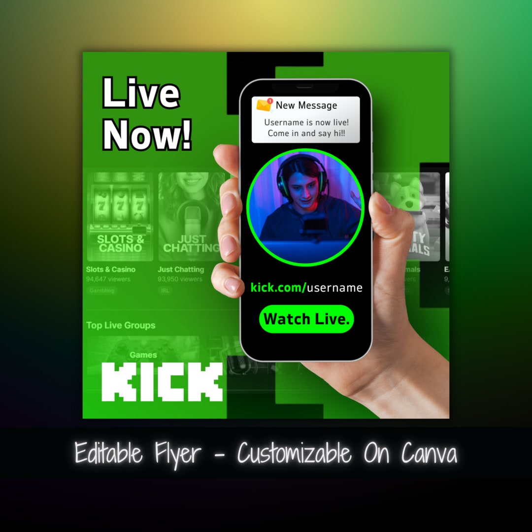 Editable Live Now Social Media Template Kick Going Live Post Live Now ...