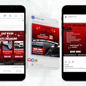 Car Wash and Auto Detailing Social Media Post Templates Customizable ...