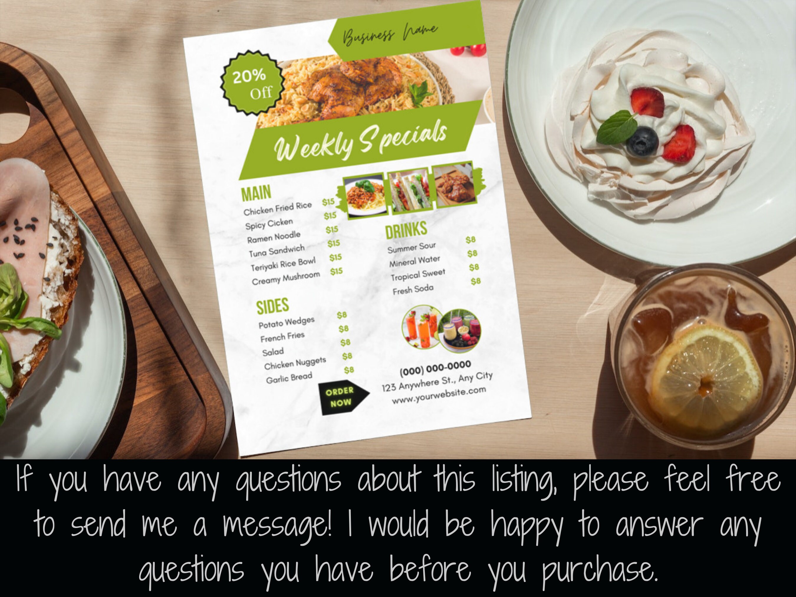 Editable Flyer Weekly Specials Printable Food Menu Restaurant Menu ...