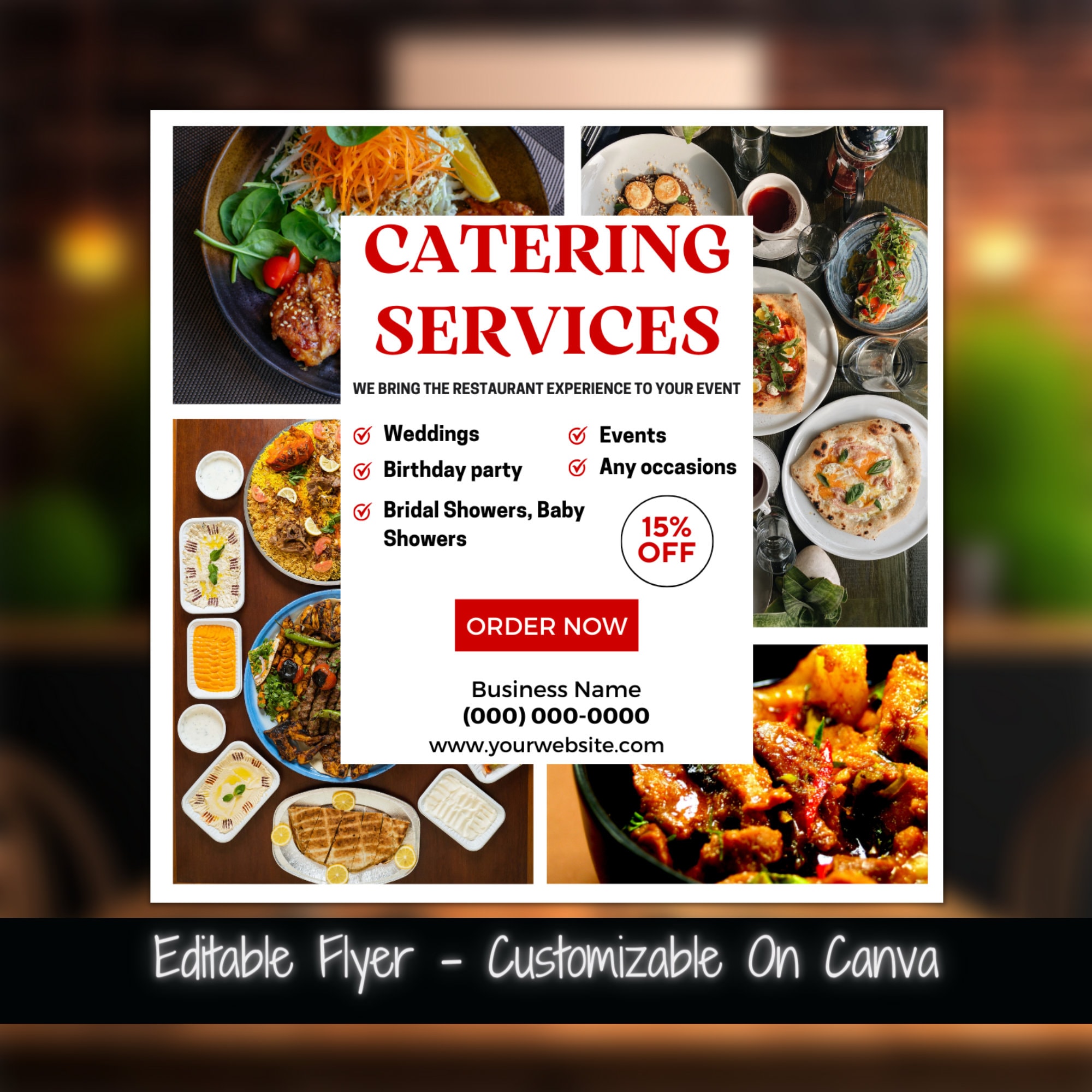 Editable Catering Services Flyer Template for Social Media Cater ...