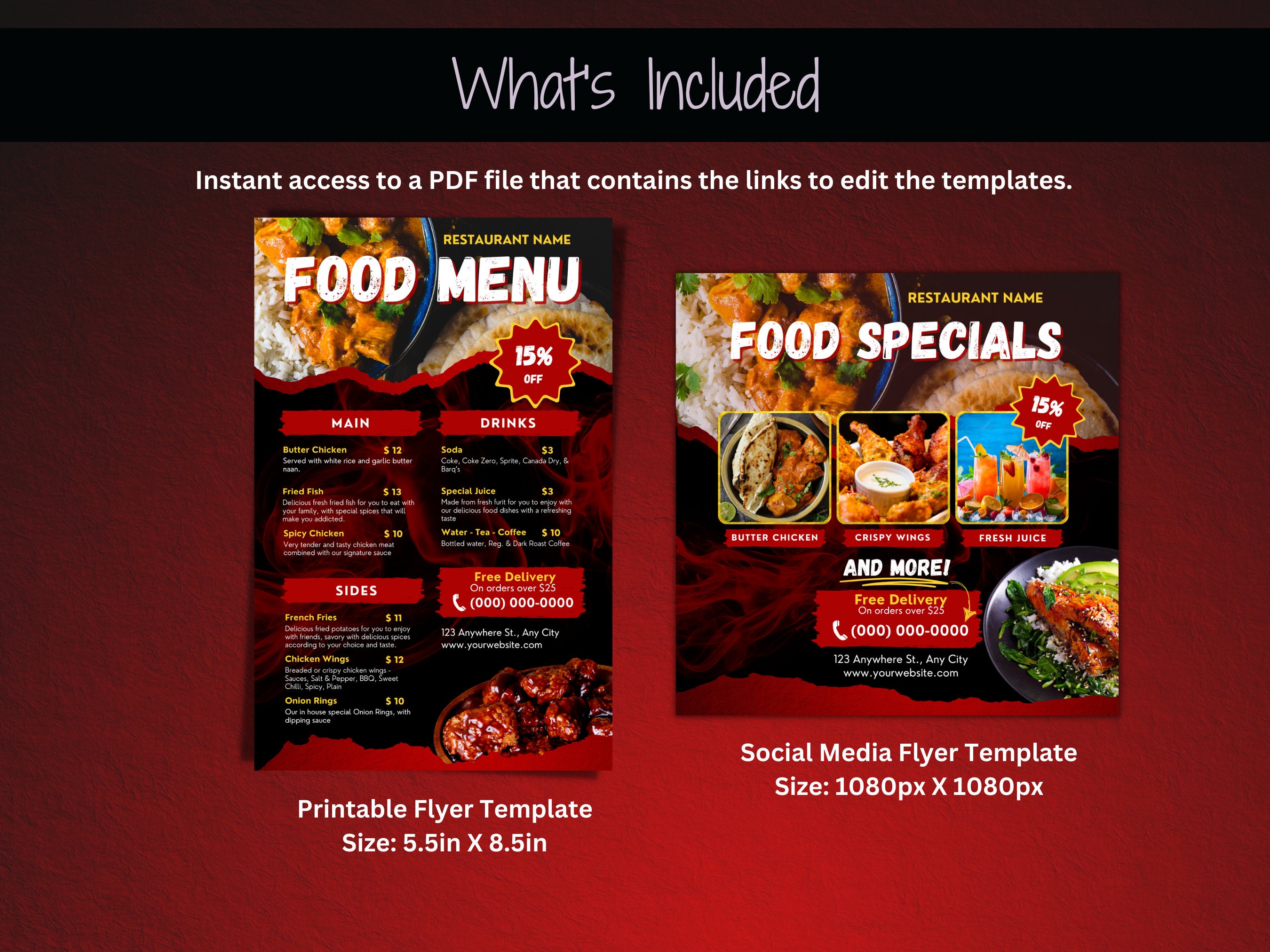 Printable Food Menu & Specials Flyer Templates (digital Download) - Etsy