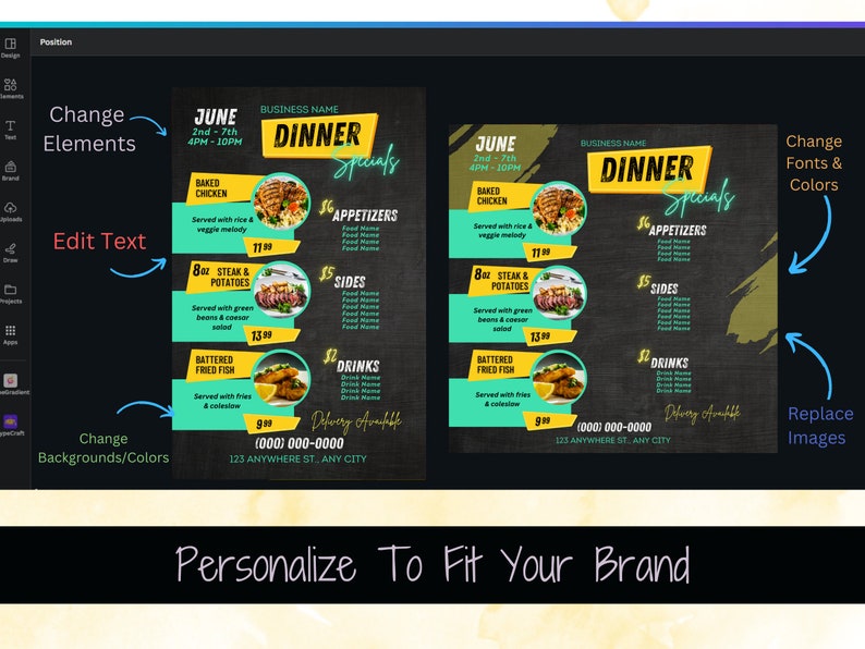 Dinner Specials Flyer Templates Printable Flyer Social Media Dinner ...