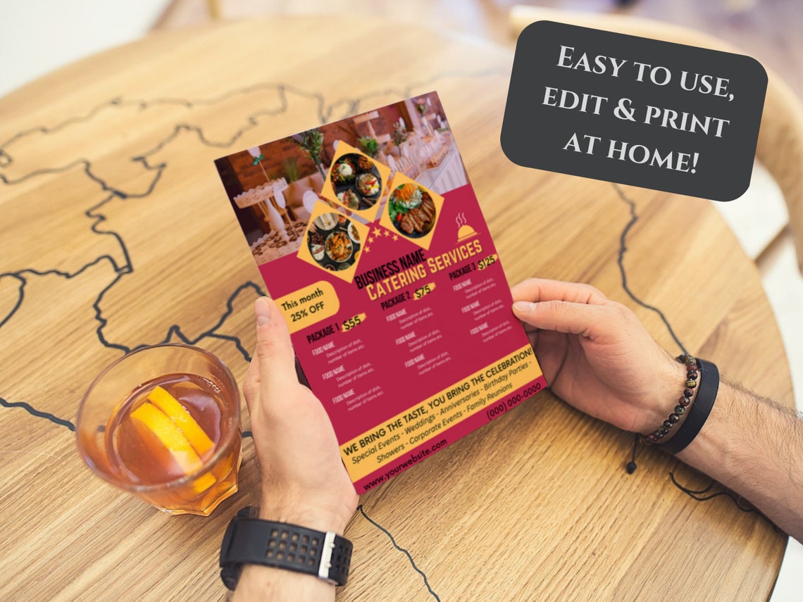 Cater Restaurant Menu Catering Flyer Template Printable - Etsy