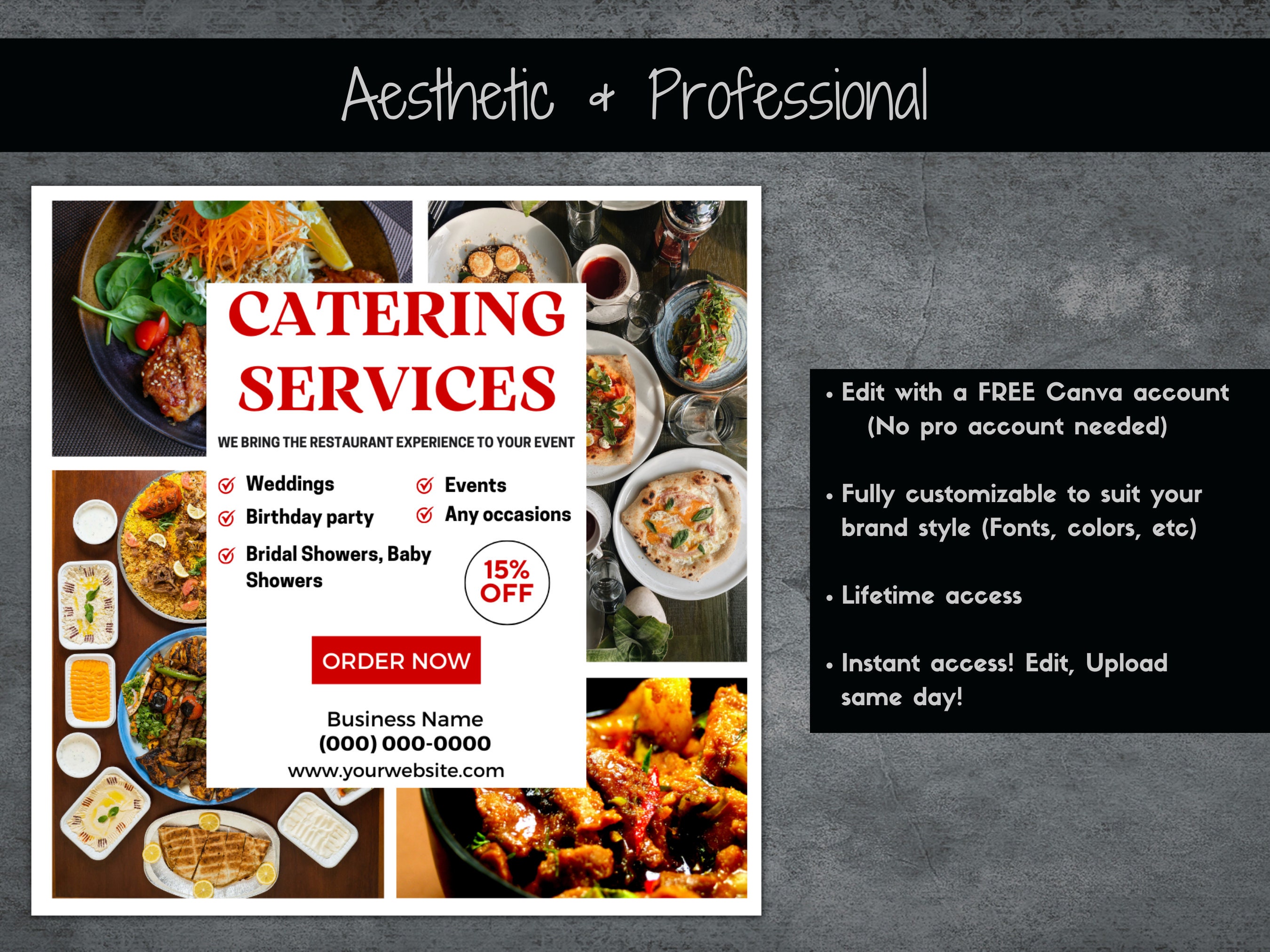 Editable Catering Services Flyer Template for Social Media Cater ...