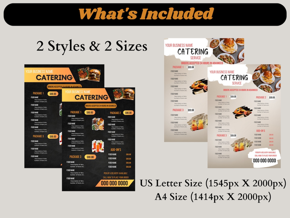 Catering Menu Template Editable Menu for Catering Printable Catering ...