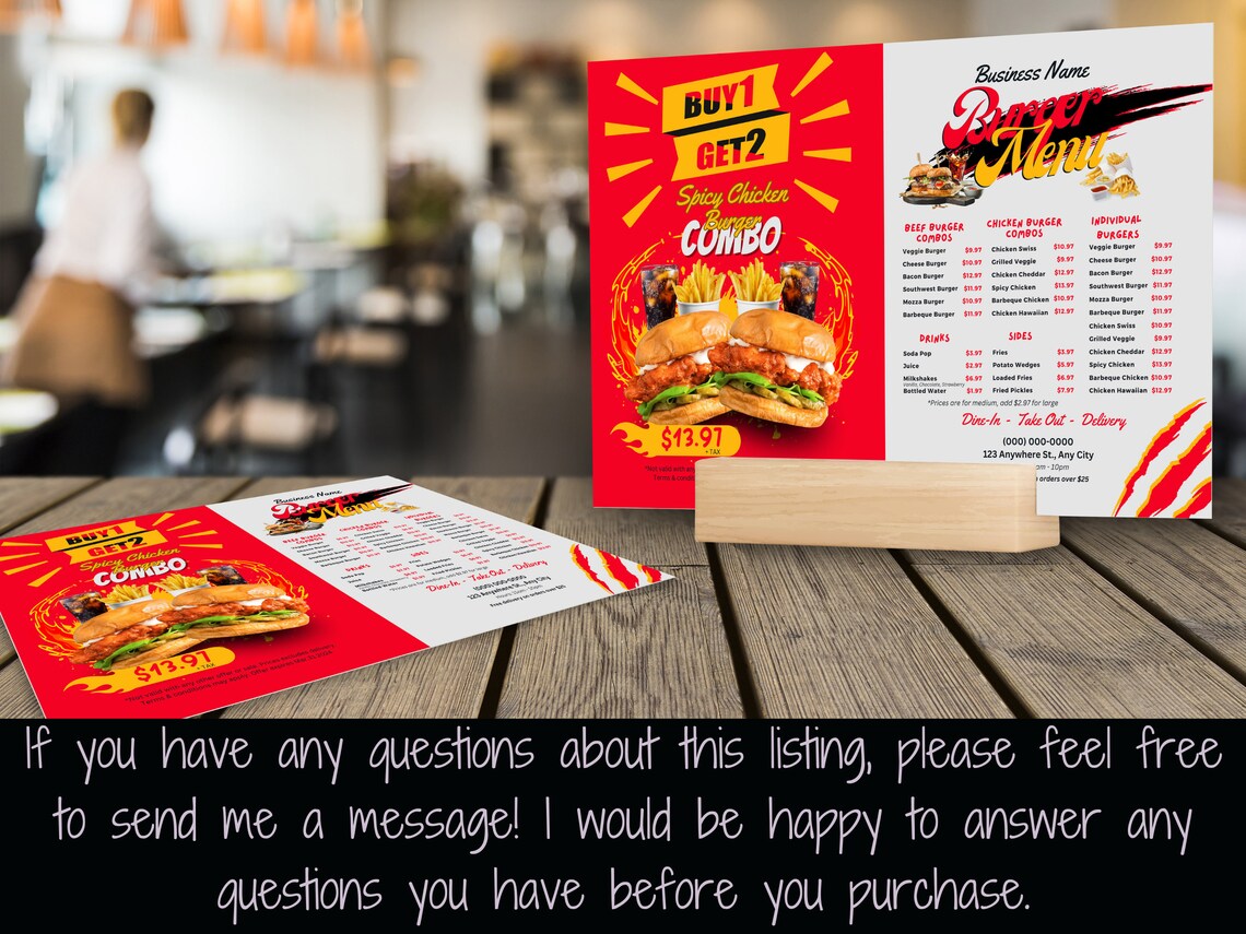 Printable Burger Menu Template Food Menu Flyer Restaurant Menu Template ...