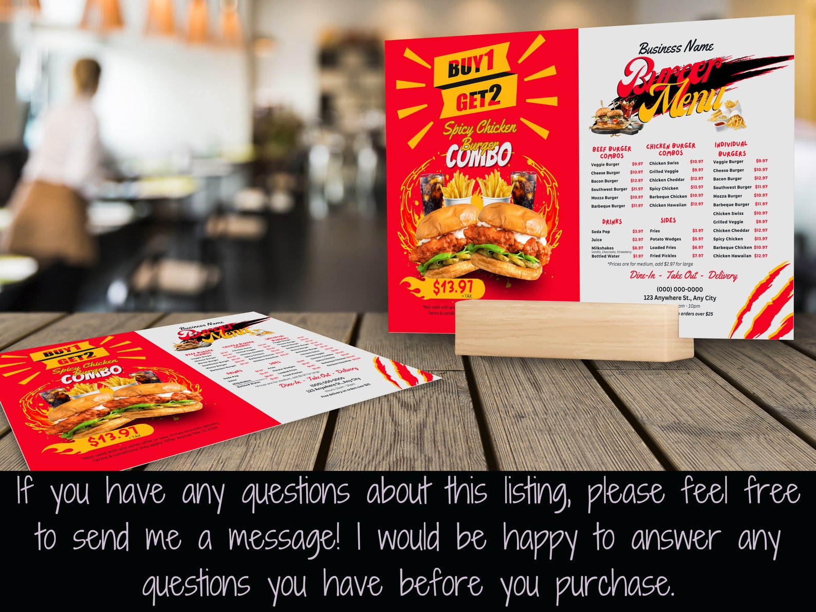 Printable Burger Menu Template Food Menu Flyer Restaurant Menu Template ...