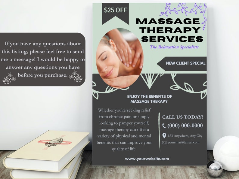 Massage Therapy Printable Flyer Template Editable Massage Therapist ...