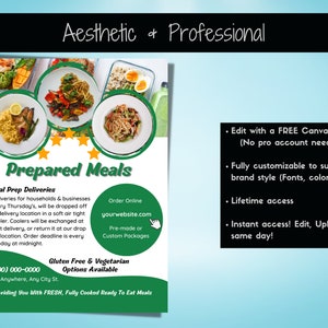 Prepared Meals Flyer Template, Food Delivery Service (digital Download ...