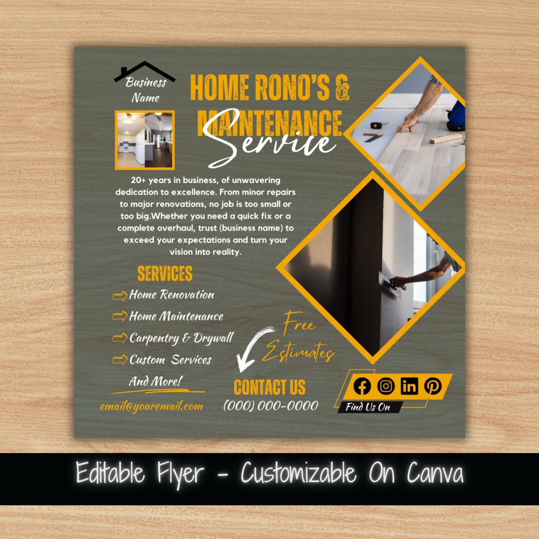 Home Renovation Services Business Marketing Flyer Template Handyman ...