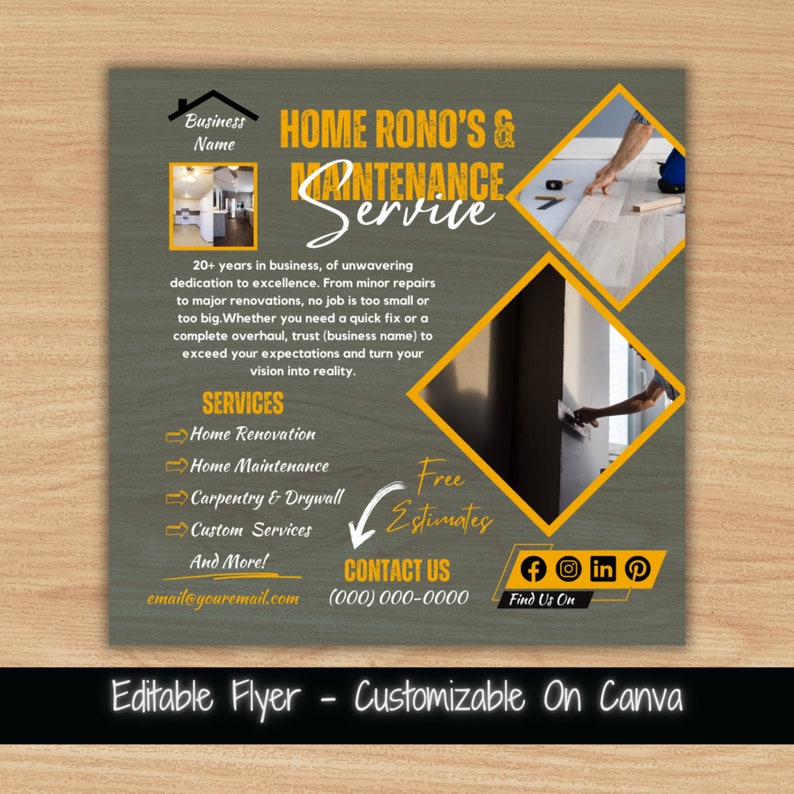 Home Renovation Services Business Marketing Flyer Template Handyman ...