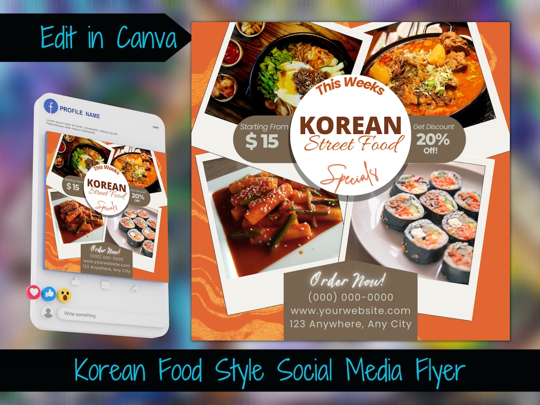 Korean Style Food Flyer Weekly Menu Template Food Truck Flyer ...